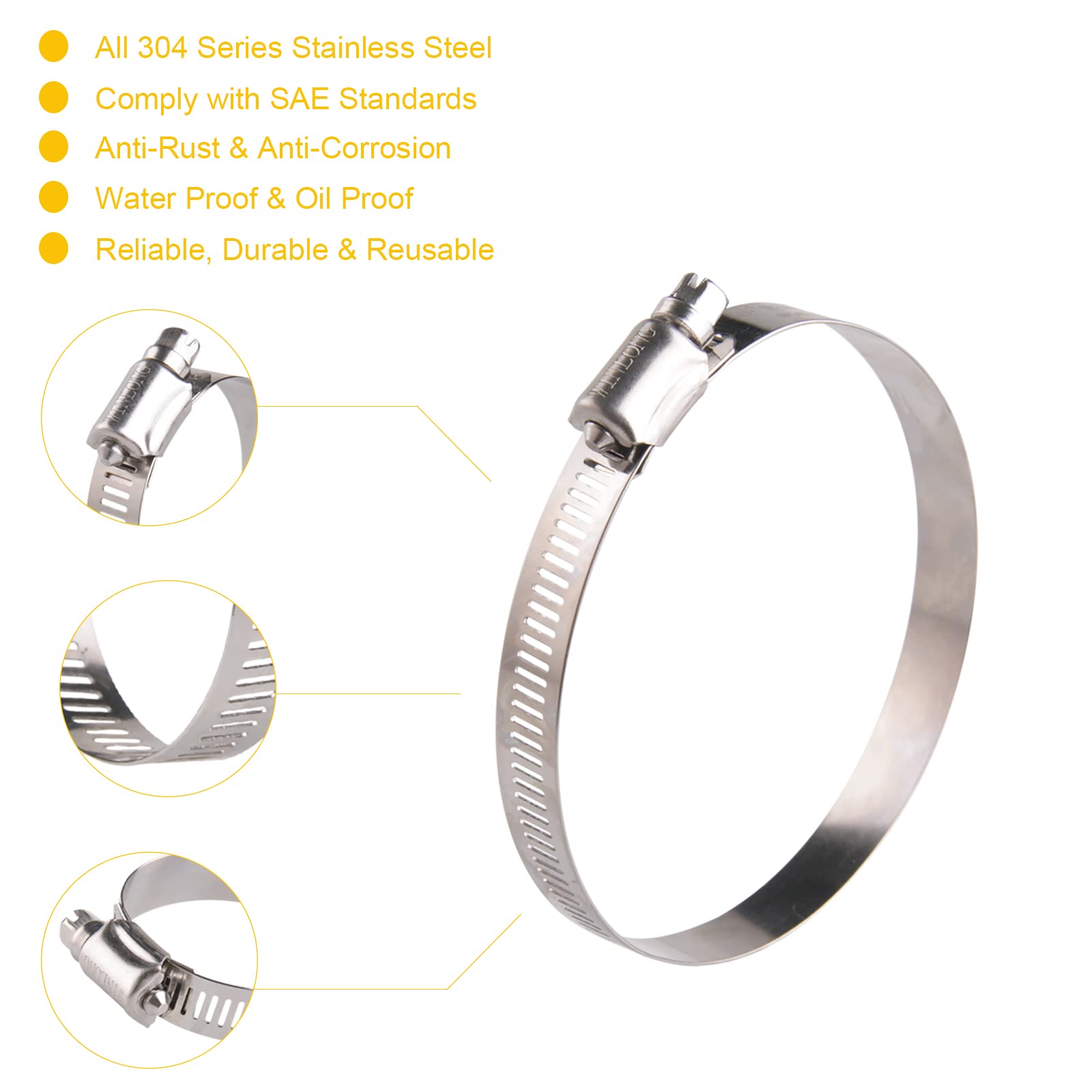 Snapklik.com : Winlong 3 Stainless Steel Hose Clamps, 10PK SAE 48 Worm ...