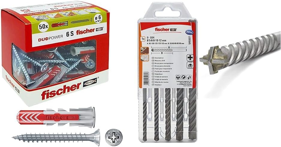 Fischer 544016 Duopower Anchors with Screw, 6 x 30 mm, for Solid Wall ...