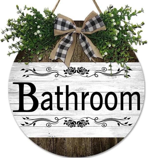 Amazon.com: Wooden Bathroom Sign Farmhouse Toilet Wooden Hanging Sign ...