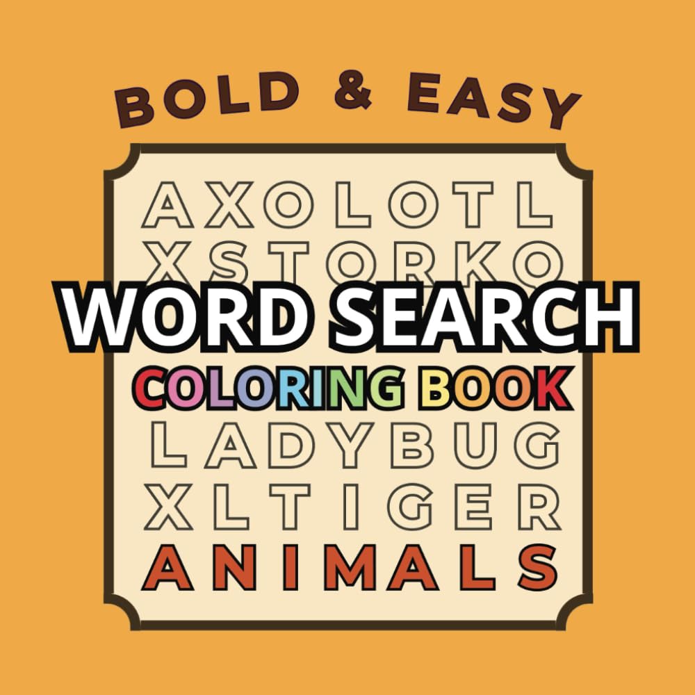 Amazon.com: Animals | Word Search Coloring Book | Bold and Easy: Only ...