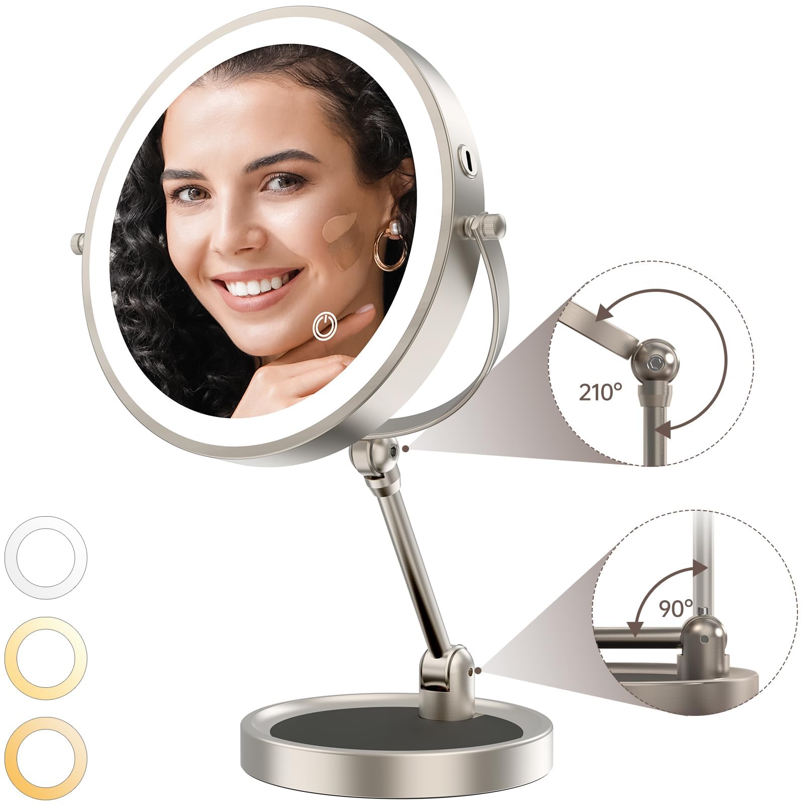 Amazon.com - Lighted Makeup Mirror With Magnification 10x/1x, 8 ...