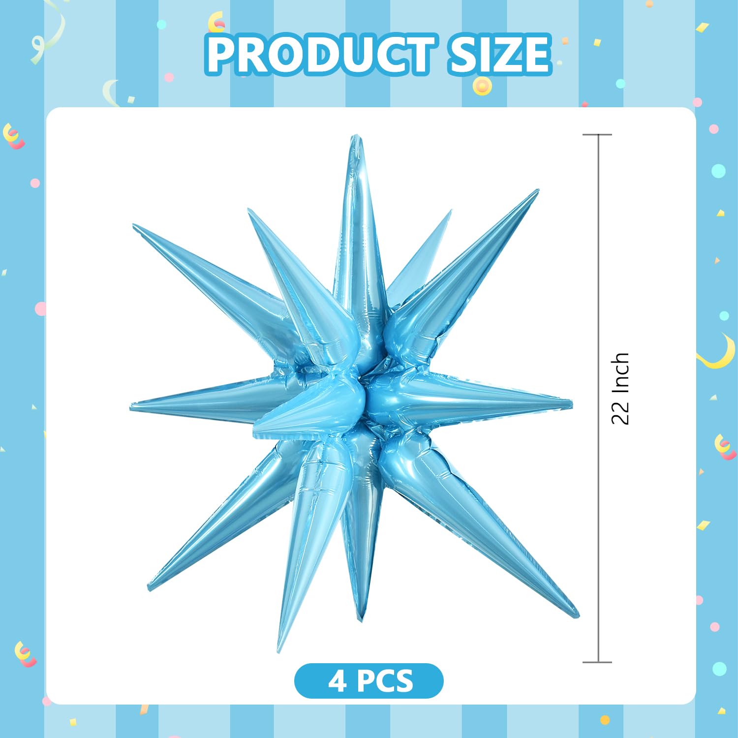Snapklik.com : TONIFUL 4 Pcs 22inch 4D Light Blue Explosion Star Mylar ...