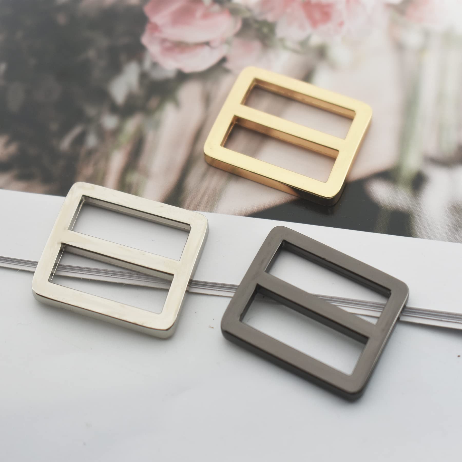 Snapklik.com : 10 Pcs 1 Inch Alloy Metal Flat Slider Buckle Dual Belt ...