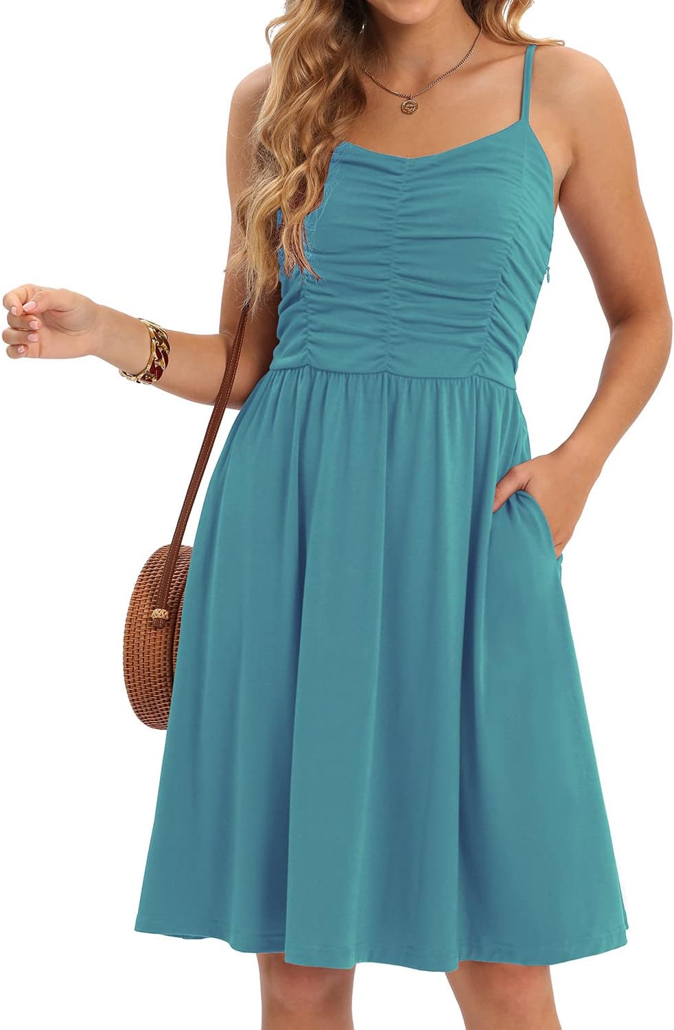 CHARMYI Spaghetti Strap Dresses for Women Casual Sundresses for Women ...