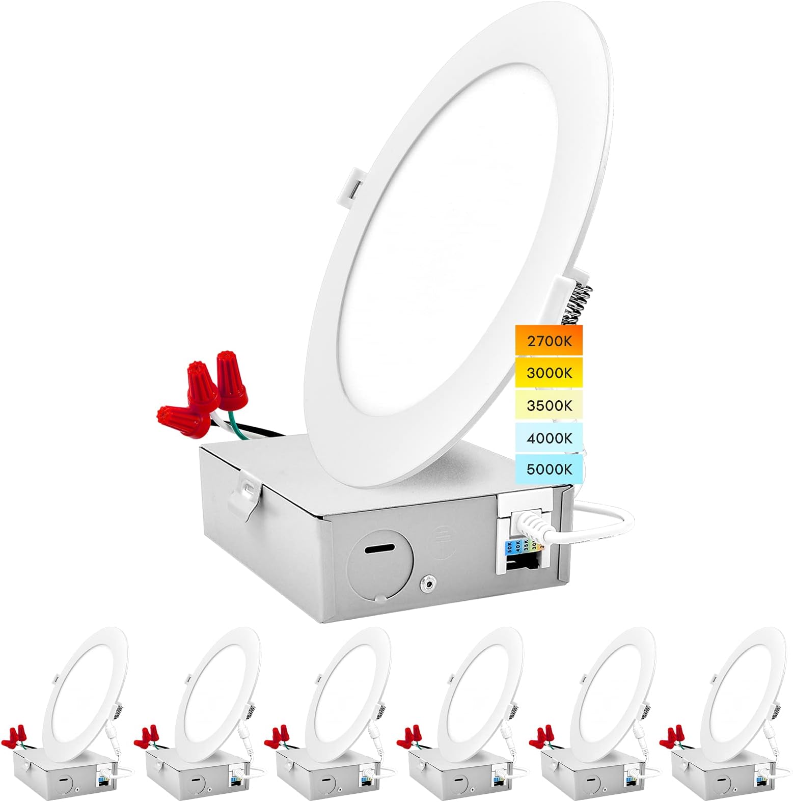 10Pack 6 Inch 5CCT Ultra-Thin LED Recessed Ceiling Light with Junction ...