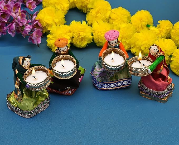 Buy Handmade Recycled Material Rajasthani Raja Rani Puppet/Dolls Diyas ...