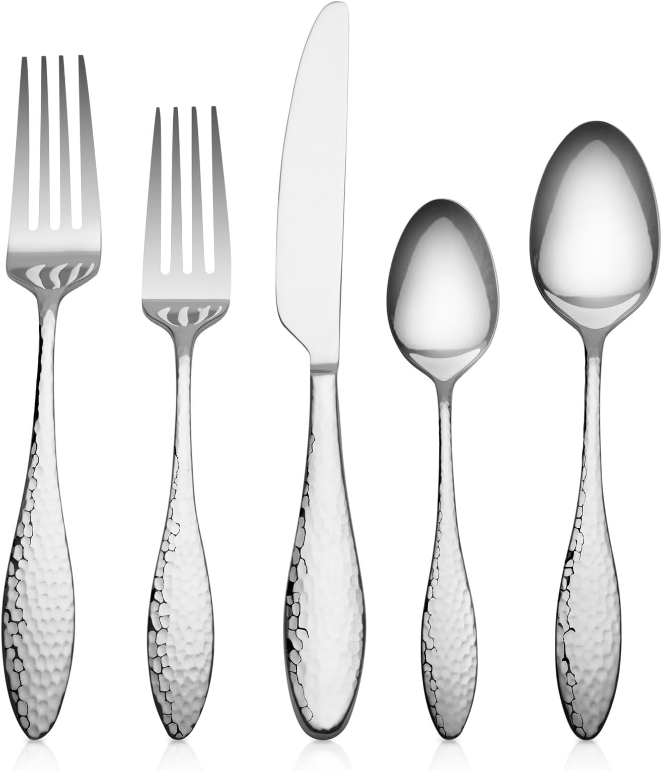 Amazon.com: Lemeya 20 Piece Hammered Gold Silverware Set with Serrated ...