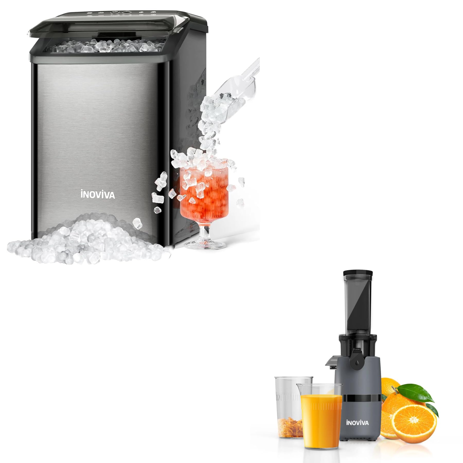 Amazon.com: INOVIVA Nugget Ice Maker Countertop Bundle with Masticating Juicer : Appliances