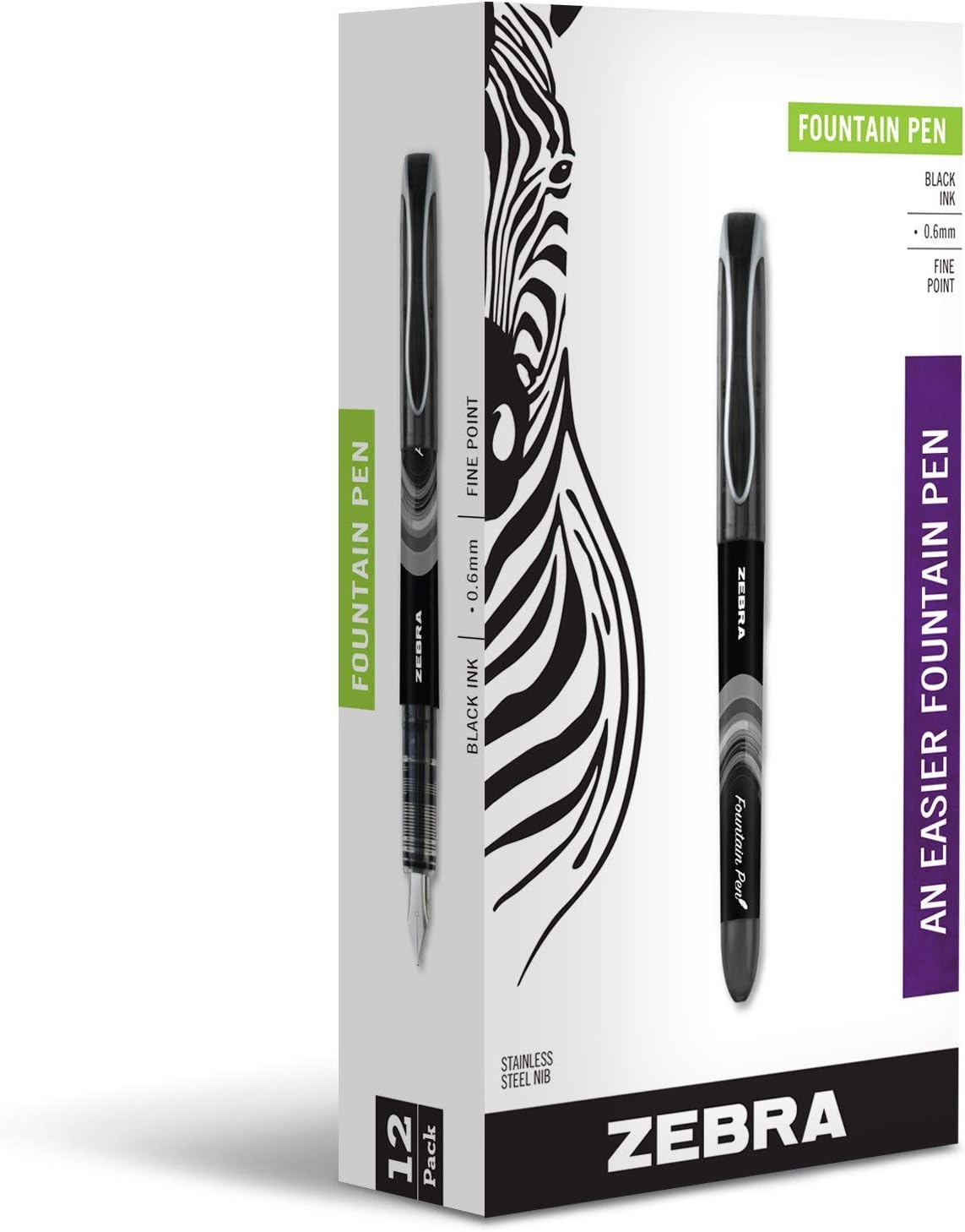 Amazon.com : Zebra Pen Fine Point Fountain Pen, 0.6mm, Black, Non-Toxic ...