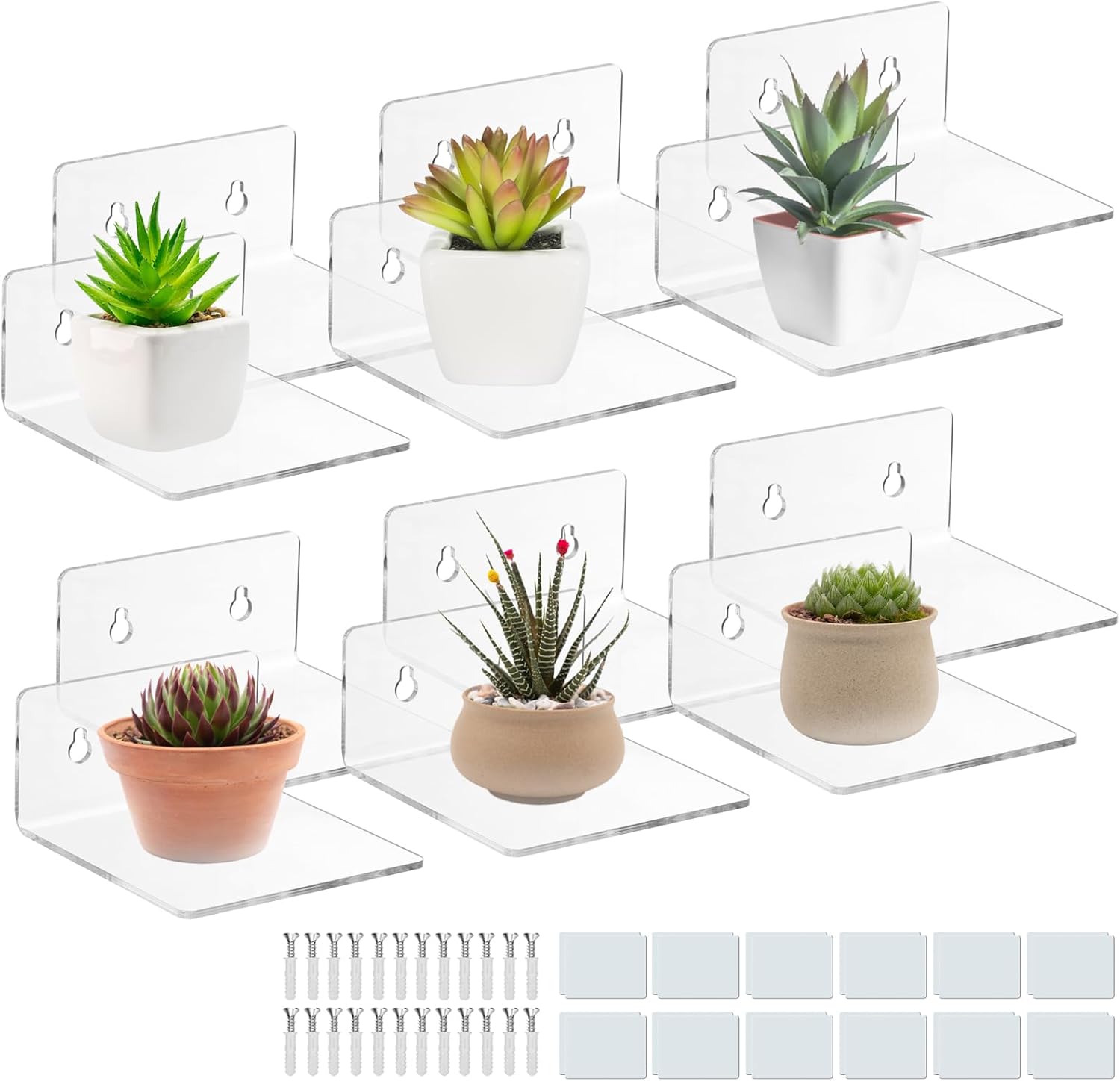 Amazon.com: Acrylic Small Adhesive Wall Shelves,Mini Floating Shelves ...