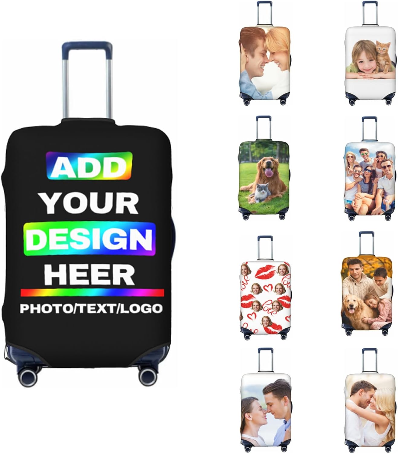 Amazon.com: Custom Travel Suitcase Cover Design Your Name Photo Text ...