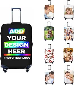 Amazon.com: Custom Travel Suitcase Cover Design Your Name Photo Text ...