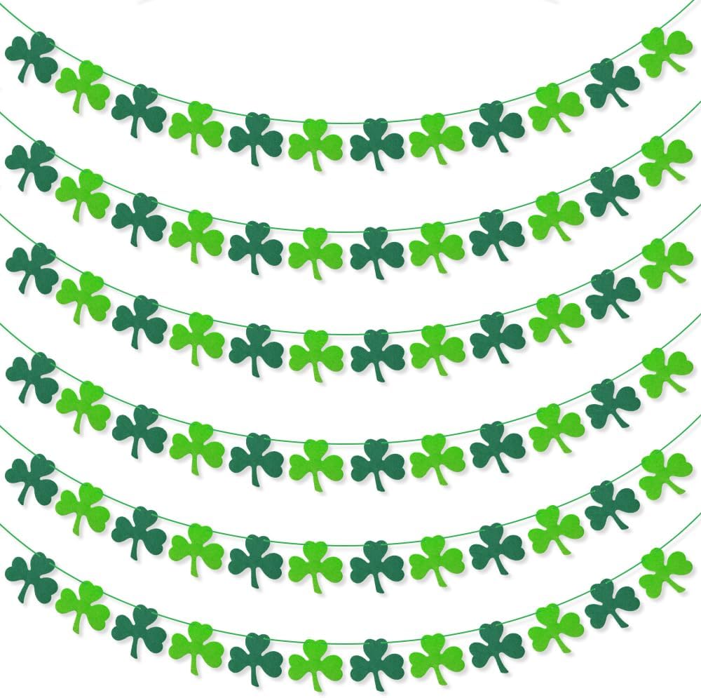 Amazon.com: St Patricks Day Decorations 4PCS Felt Shamrock Garland ...