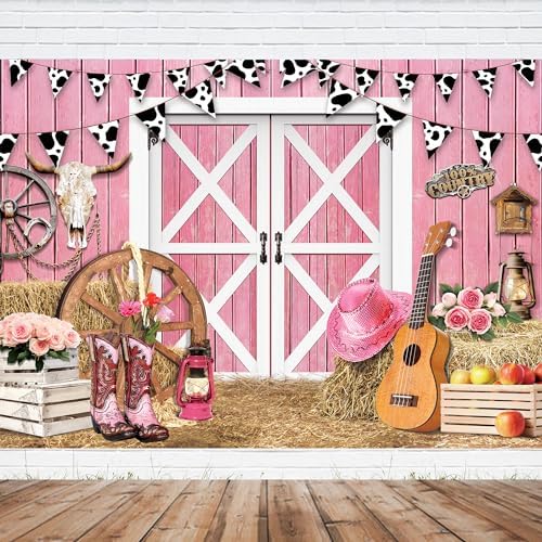 Amazon.com : Western Cowgirl Backdrop Pink Barn Wooden Door Western ...