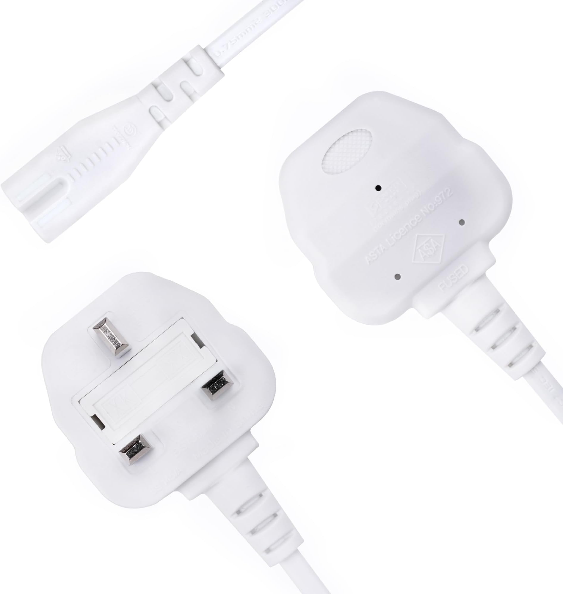 HDIUK 3 metre Figure 8 C7 mains power cable 2 pin IEC fitted with UK ...