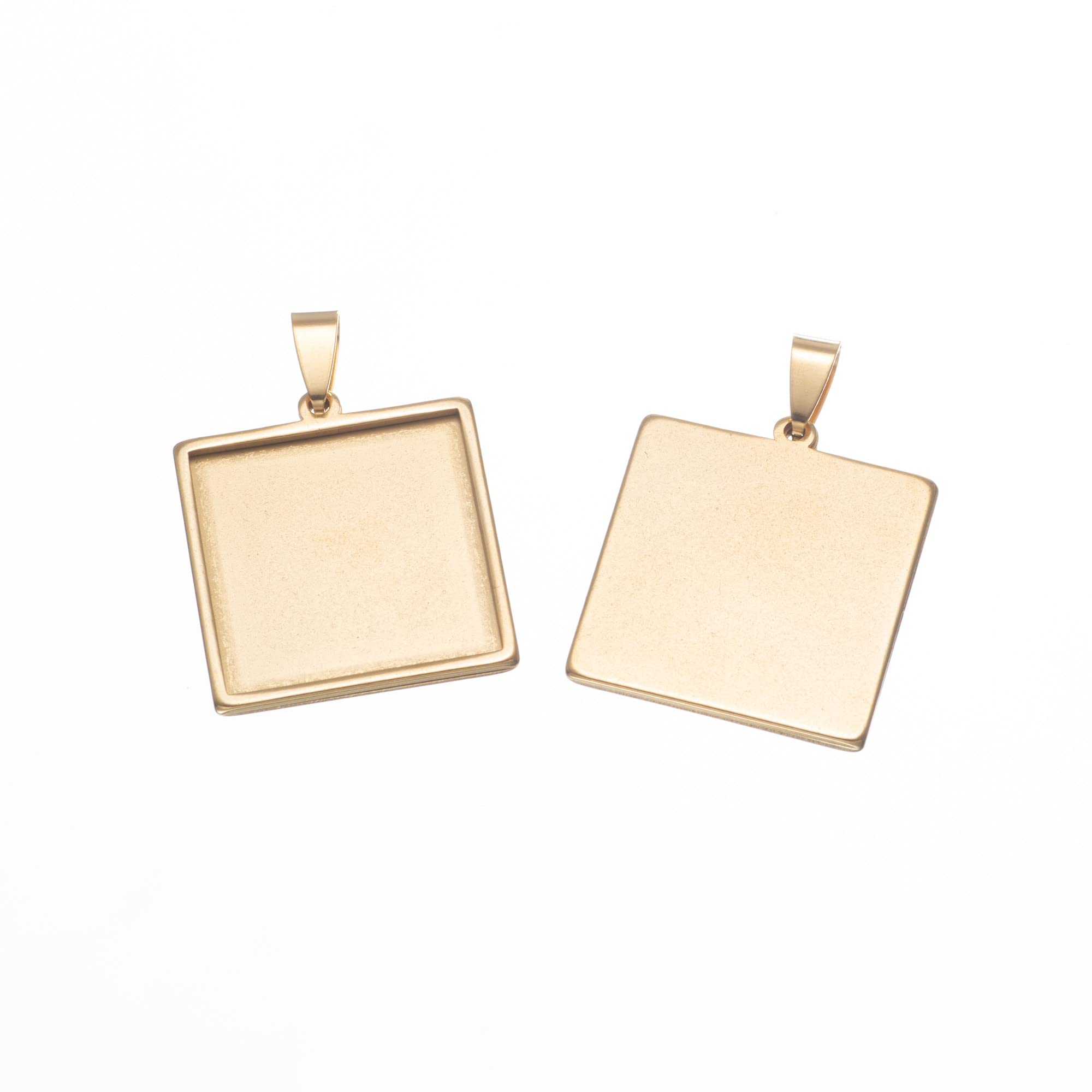 Amazon.com: SAUNUCHI 10pcs Stainless Steel Square Cabochon Pendant ...