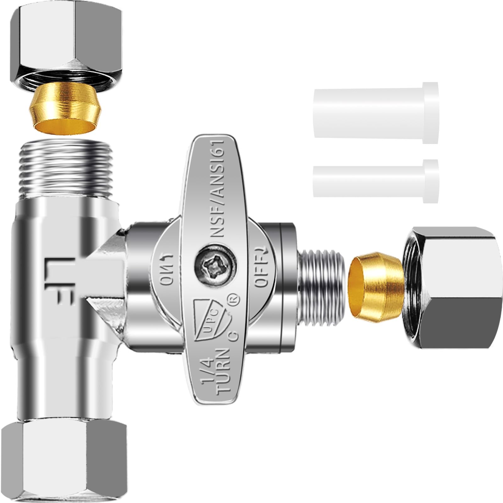 Amazon.com: Tee Stop Valve - 3/8 Comp x 3/8 Comp x 1/4 Comp Brass Add-A ...