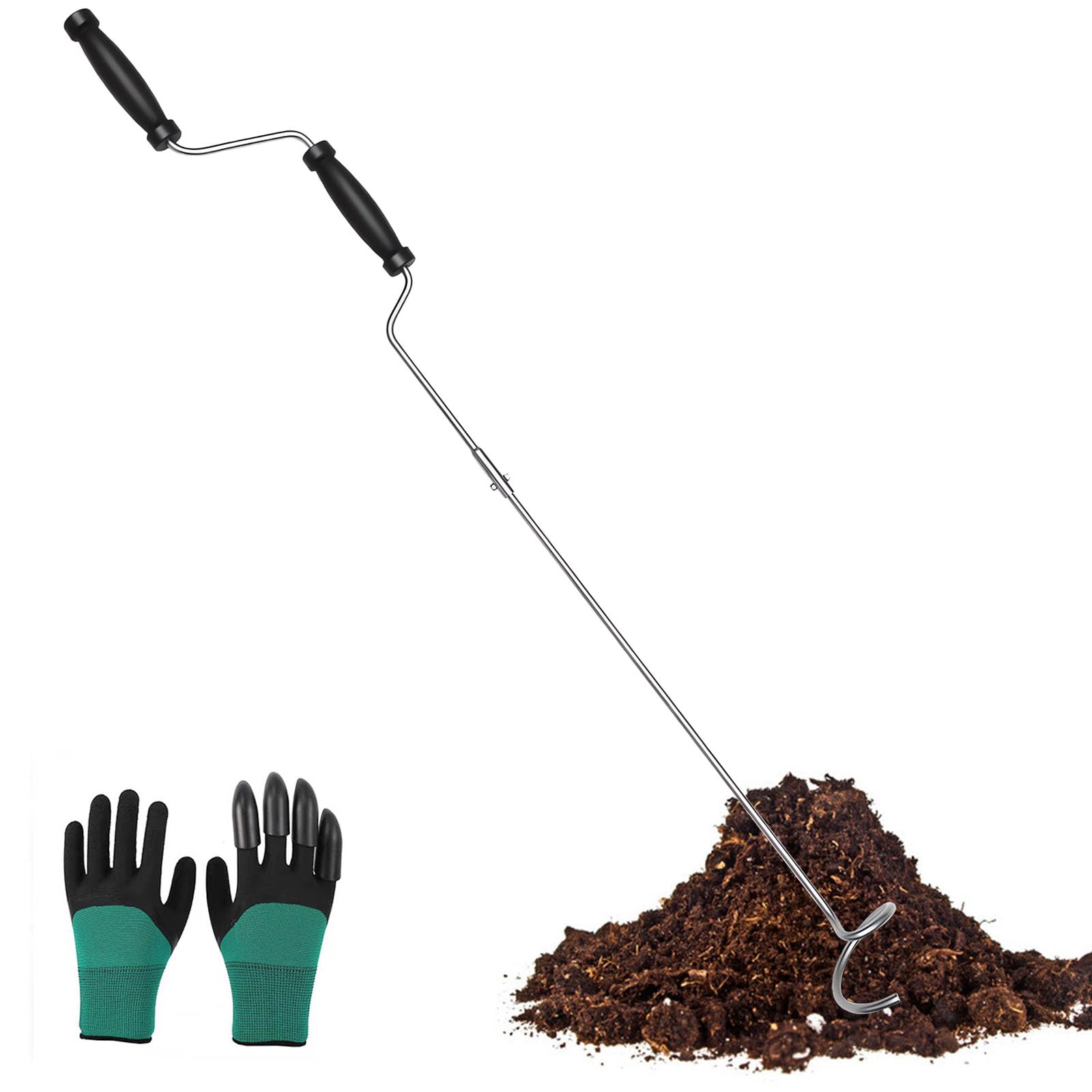 Compost Aerator 304 Solid Stainless Steel Compost Turner Tool Mixer ...