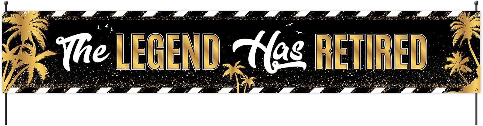 Amazon.com: Large The Legend Has Retired Banner, Happy Retirement ...