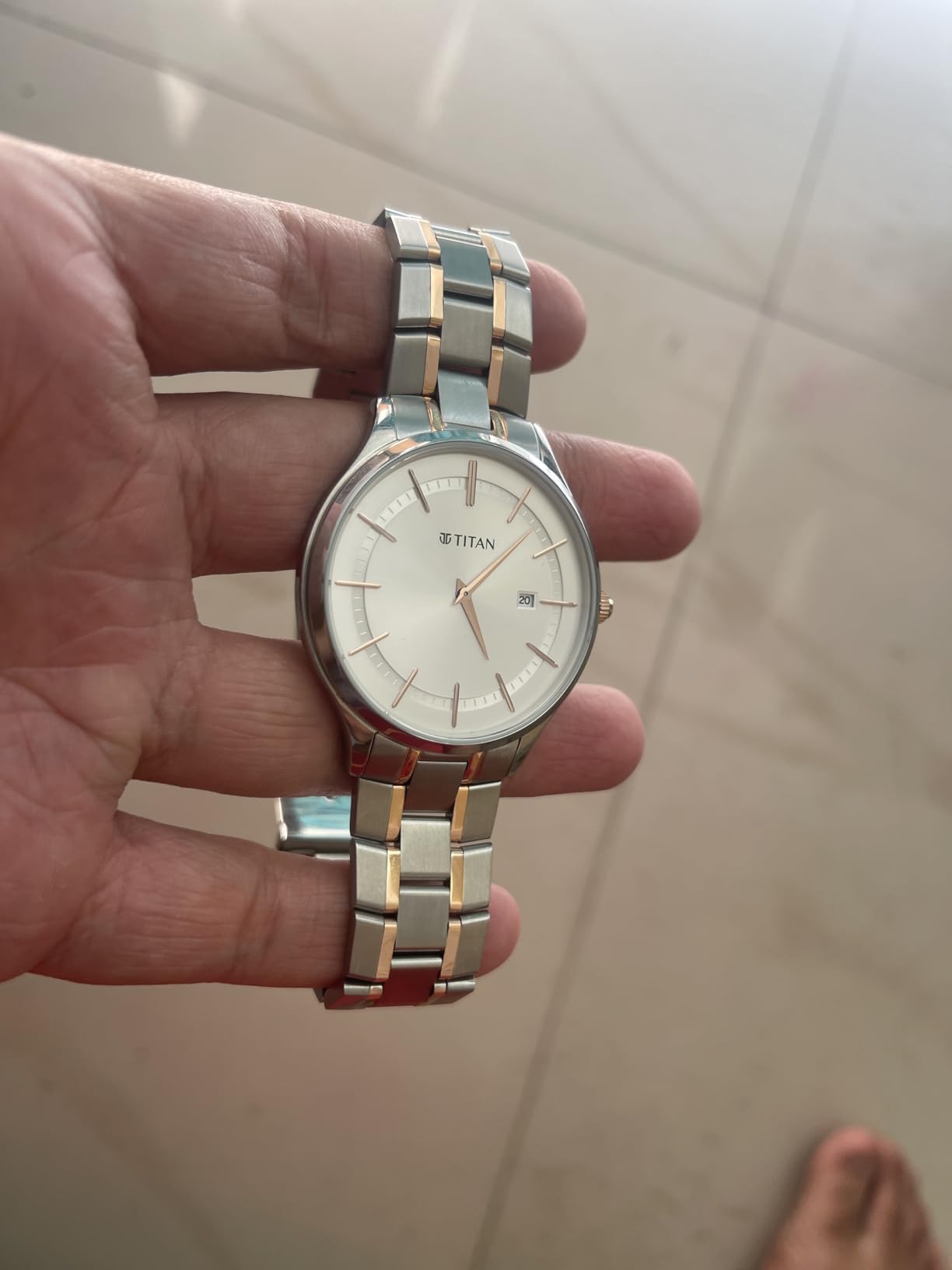 Titan Classique Slimline Silver Dial Analog with Date Stainless Steel ...