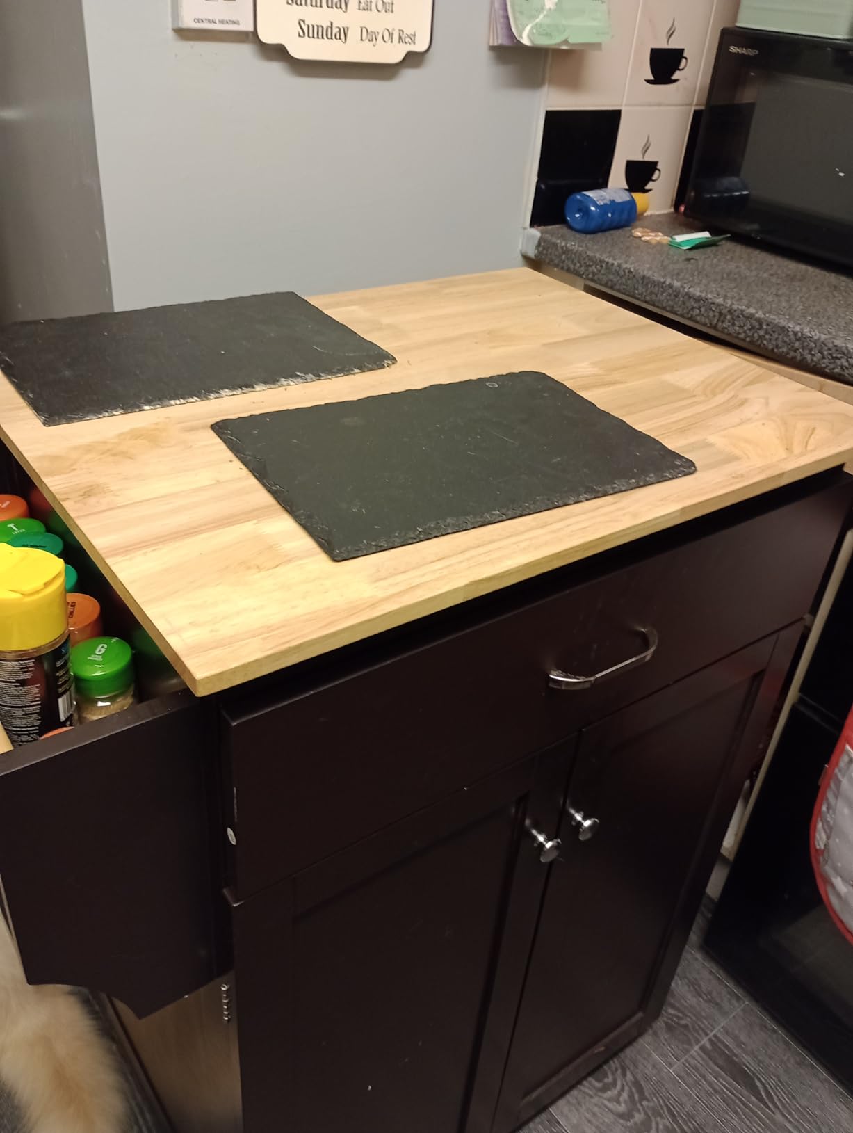 TANGZON Kitchen Trolley on Wheels, Rolling Kitchen Island with Cabinet ...