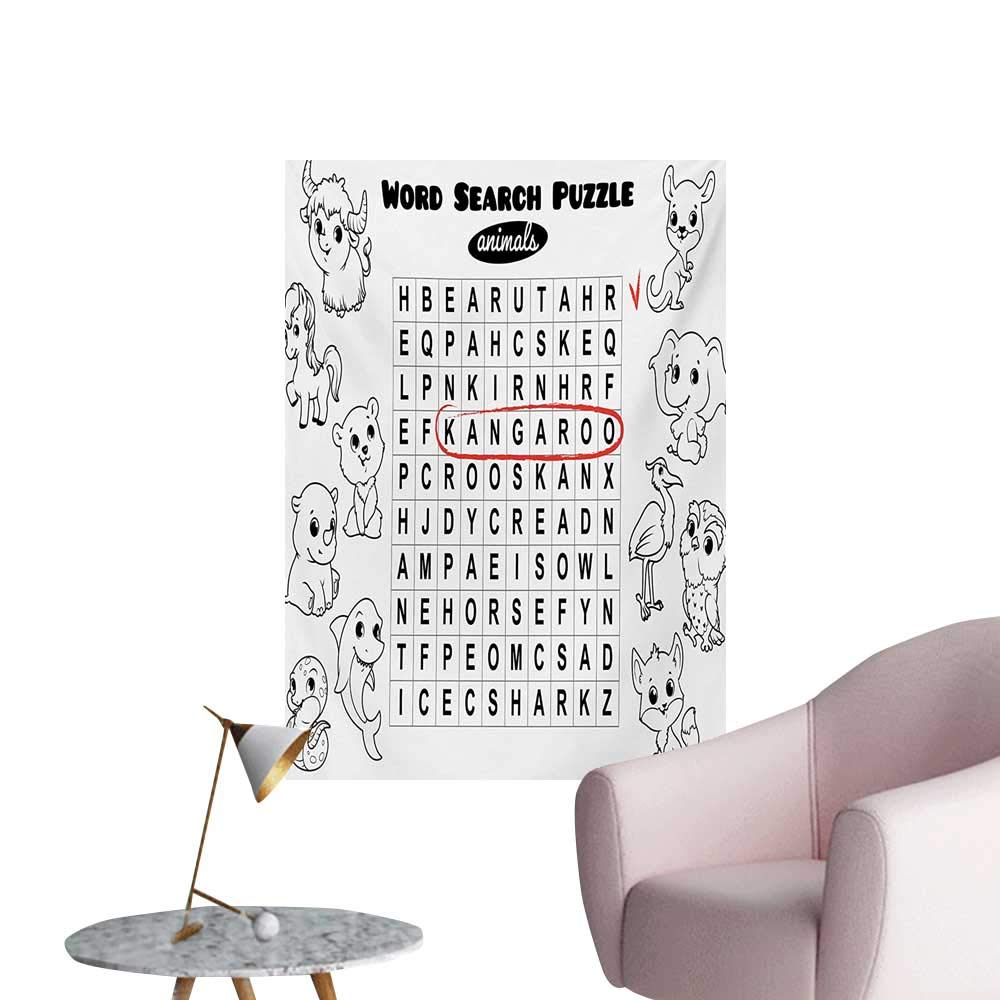 Buy Word Search Puzzle Mural Decoration Black and White Game Sheet ...