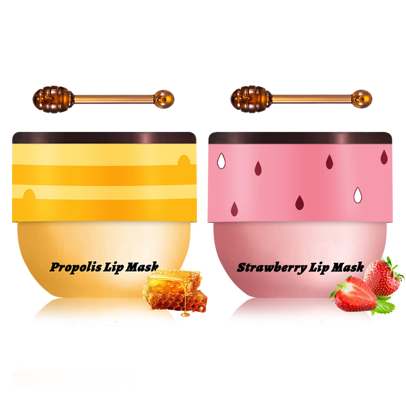 Amazon.com : QIUFSSE Bee Lip Balm Honey Pot Strawberry & Honey Lip ...