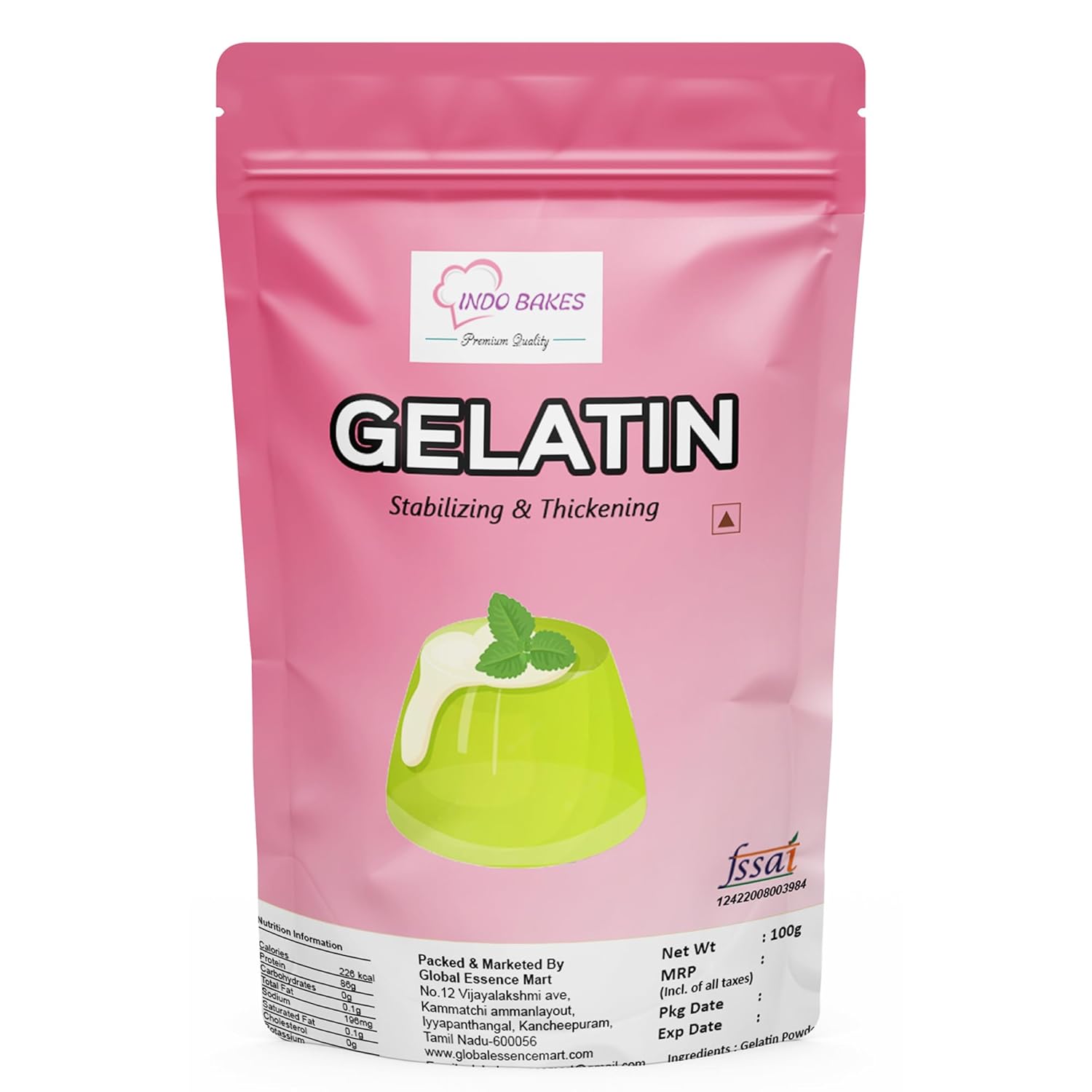 INDO BAKES Gelatin Powder - 100g Gelatin Powder Making For Desserts ...