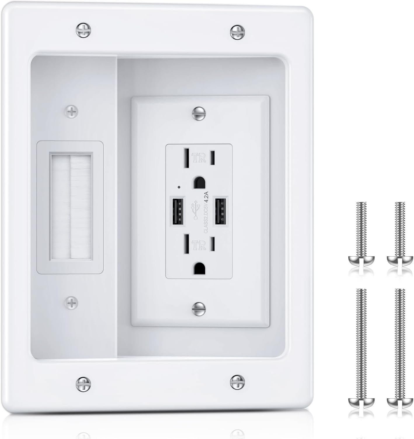 ZEXMTE in Wall Cable Management Kit with AC Outlets & USB Ports,in Wall ...
