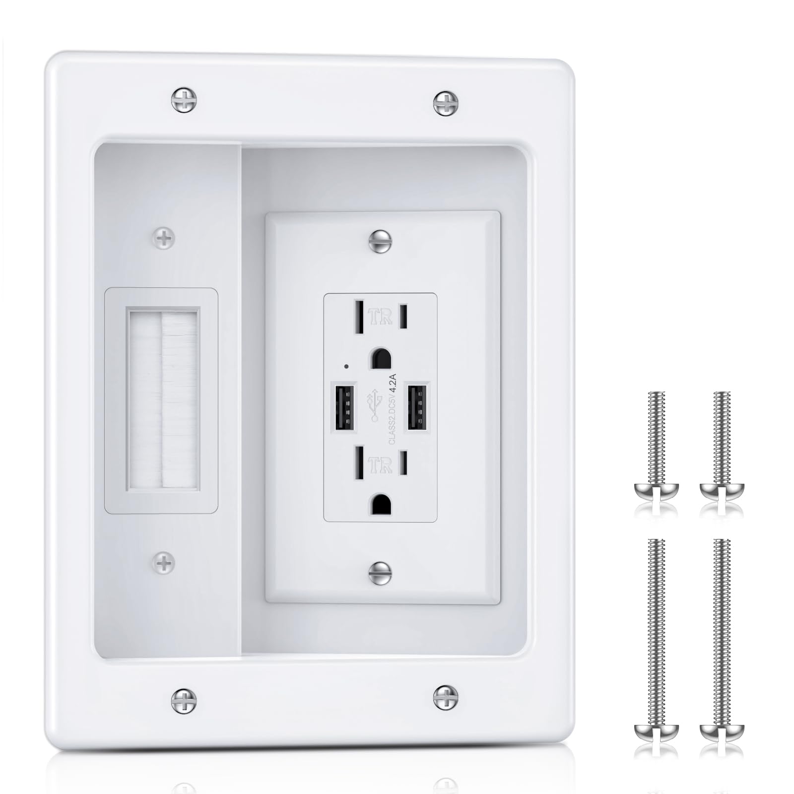 ZEXMTE in Wall Cable Management Kit with AC Outlets & USB Ports,in Wall ...