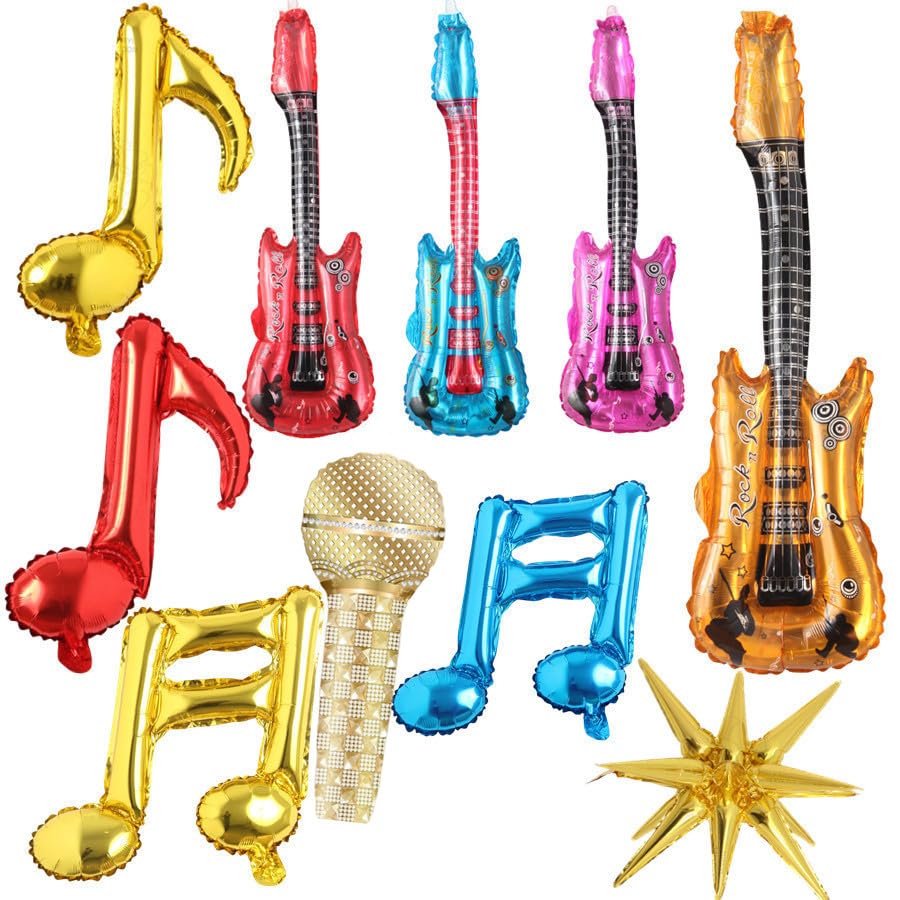 Amazon.com: Girouette10pcs inflatable guitar music note balloon,rock ...