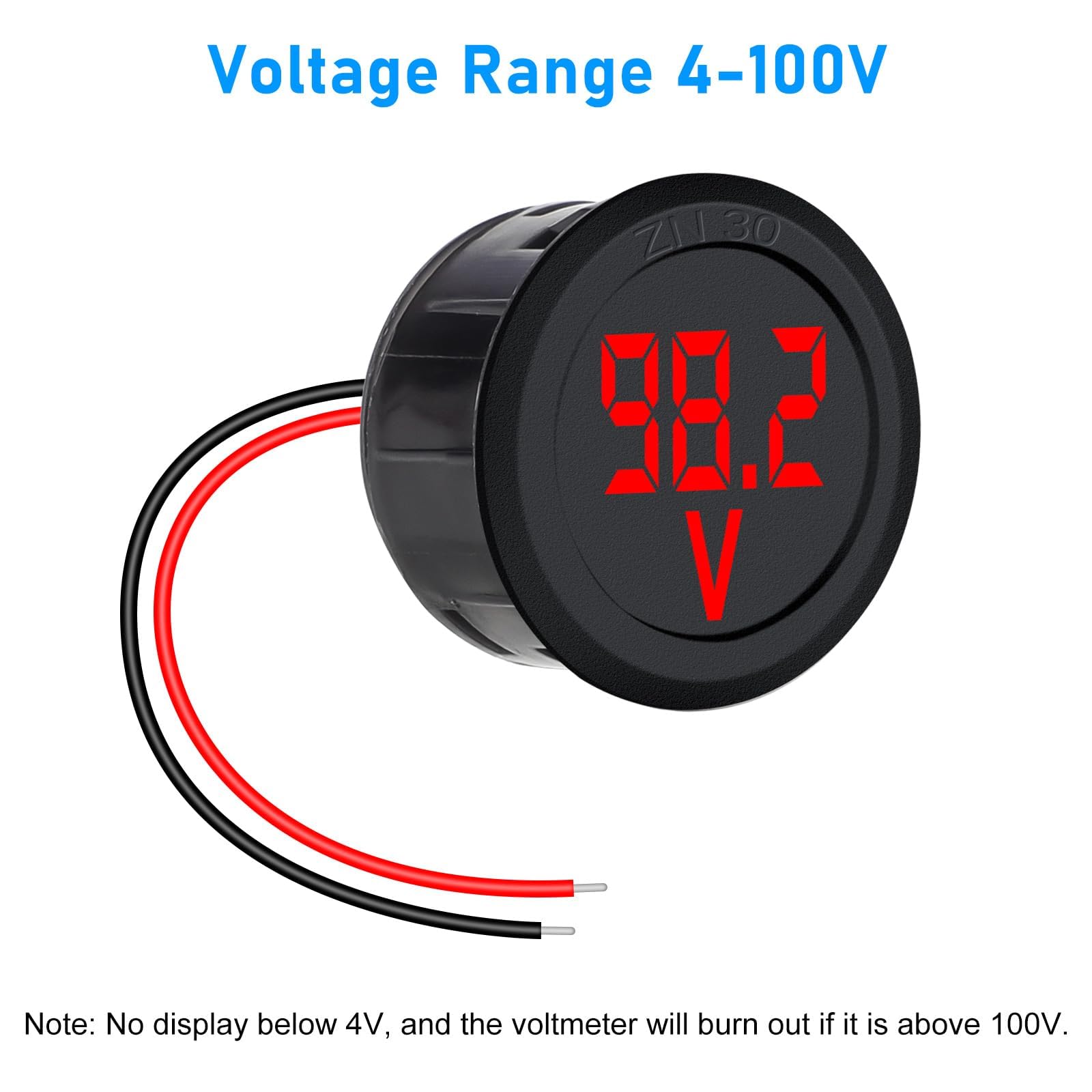 Snapklik.com : 12V Voltage Gauge, DC 4V-100V Voltmeter Gauge, Digital ...