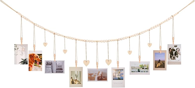 Amazon.com: KLOGTSIND Hanging Photo Display with Clips, 9 Wood Clips ...