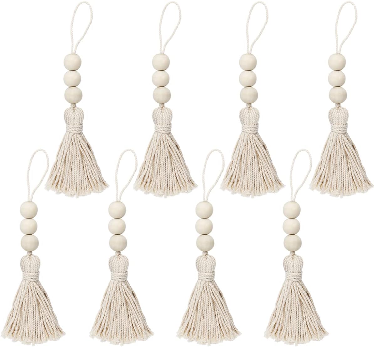 Amazon.com: 8 Pcs Tassel Wooden Beads Hanging Ornaments Prayer Beads ...