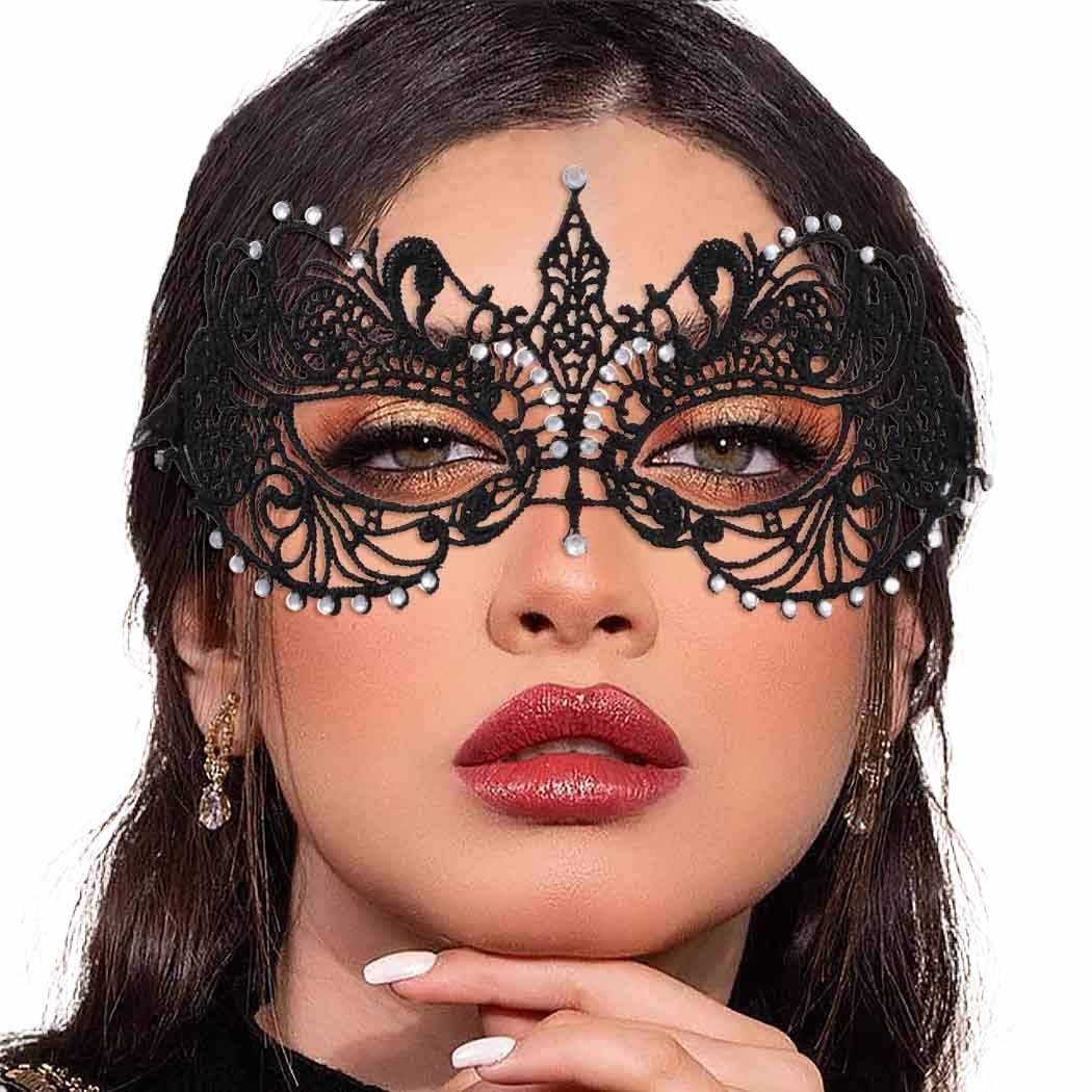 Amazon.com: Tgirls Lace Mask for Women Rhinestone Sexy Masquerade Masks ...