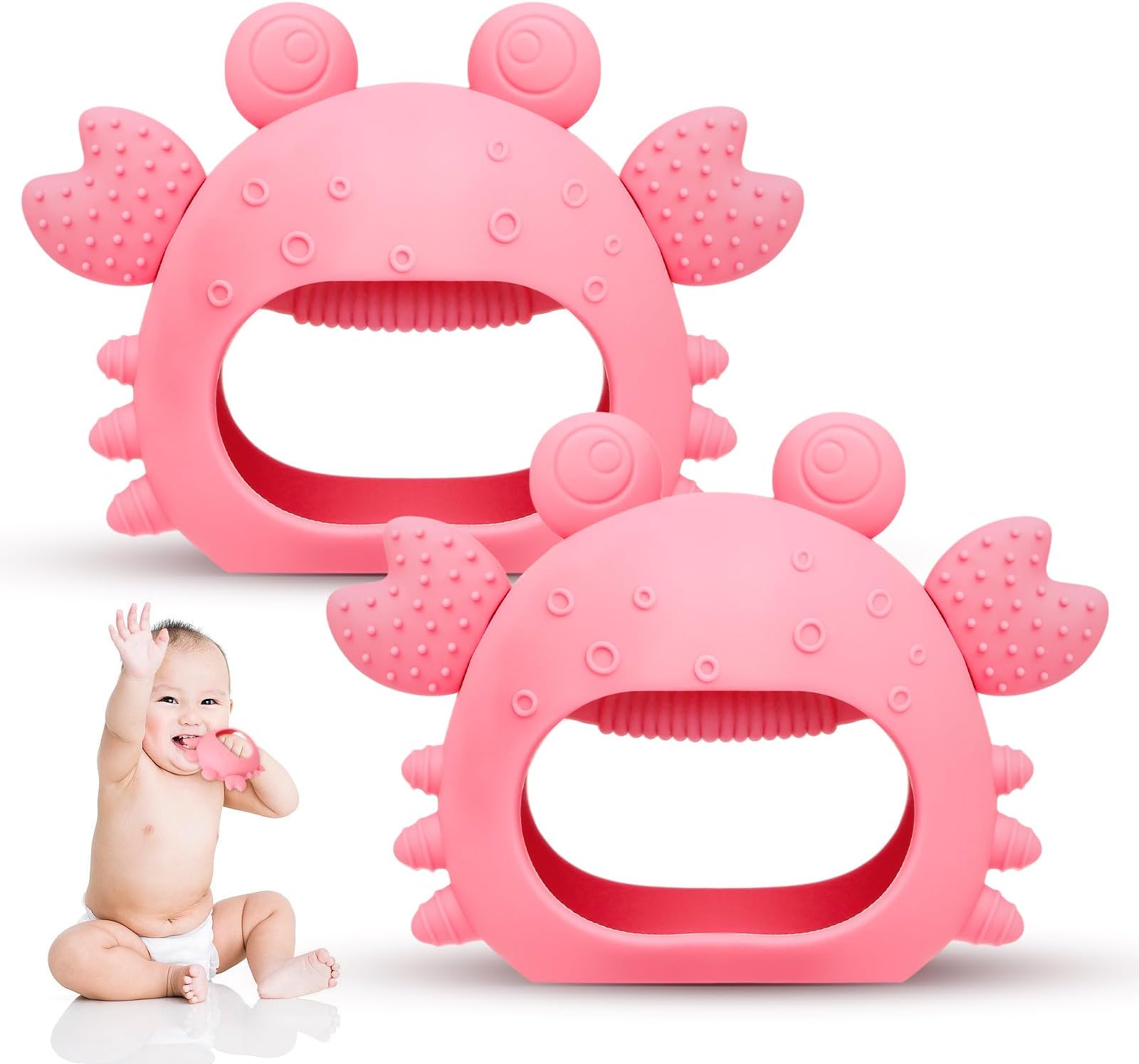 Amazon.com : Anboor 2 Pack Baby Teething Toys, Silicone Teethers for ...