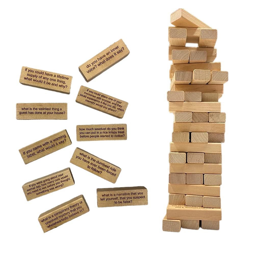 Buy SAKEMA 54 Pieces Questions Tumbling Tower Game, Giant Wood Stacking ...