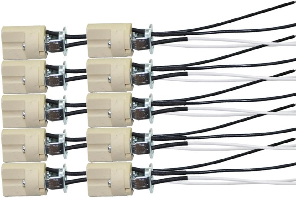 ODETOJOY 10Pcs G9 Base Bulb Socket Ceramic Lamp Holder Halogen Beads ...