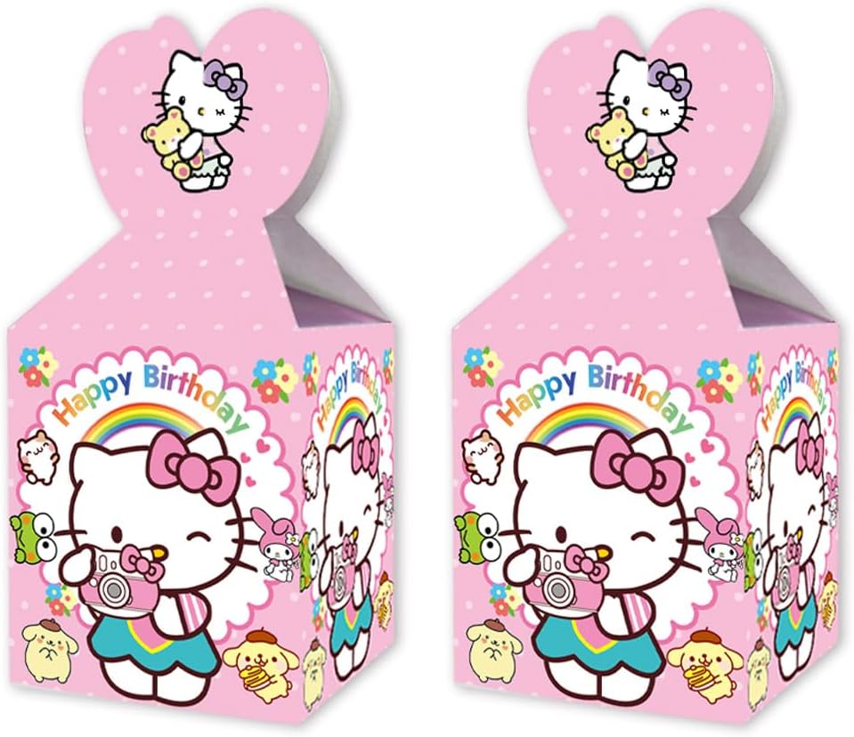 Amazon.com: Jlemon 12 Pcs Hello Pink Cat Candy Box Popcorn Box Birthday ...