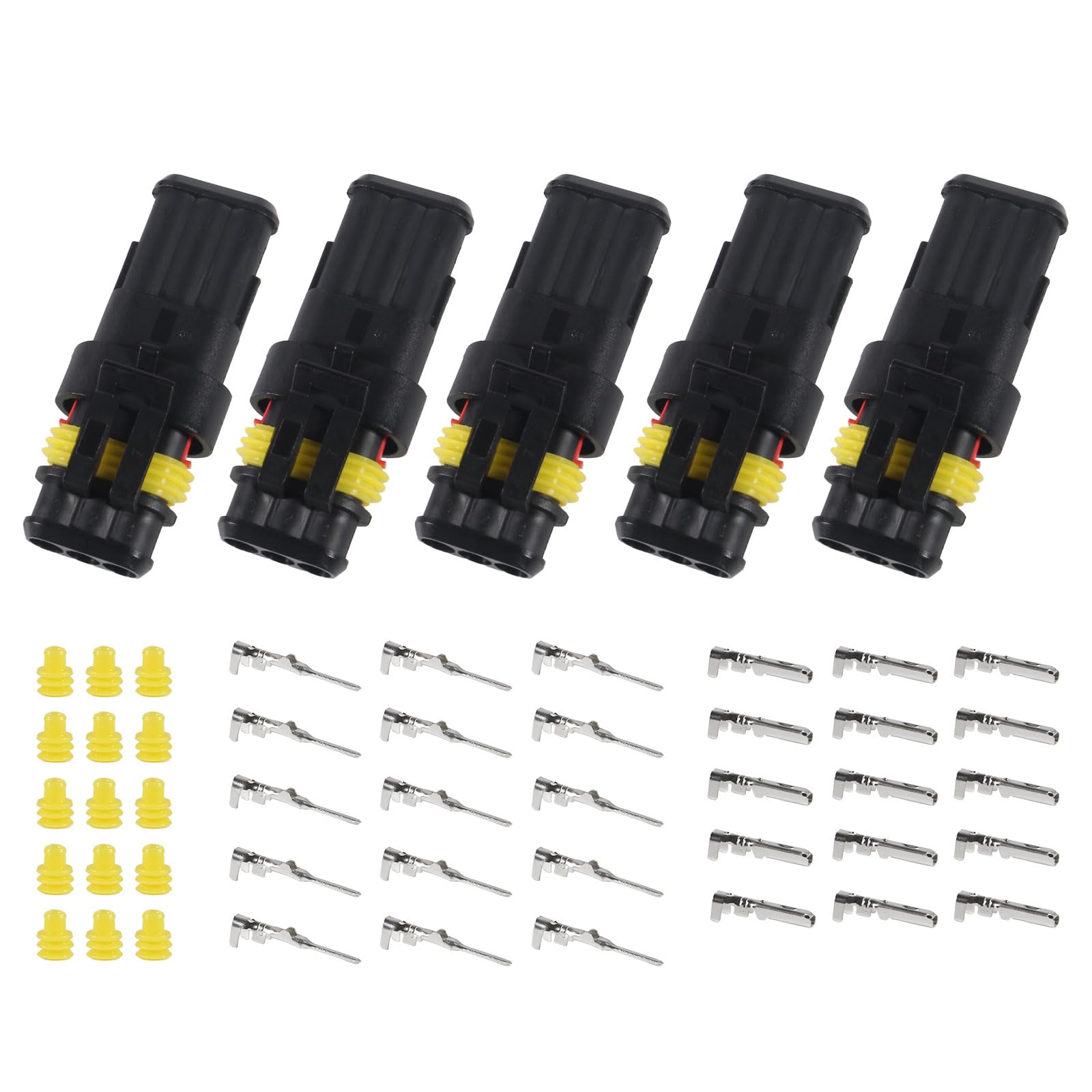 Snapklik.com : 3 Pin Connector Waterproof Connector, 5PCS 3 Wire Car ...