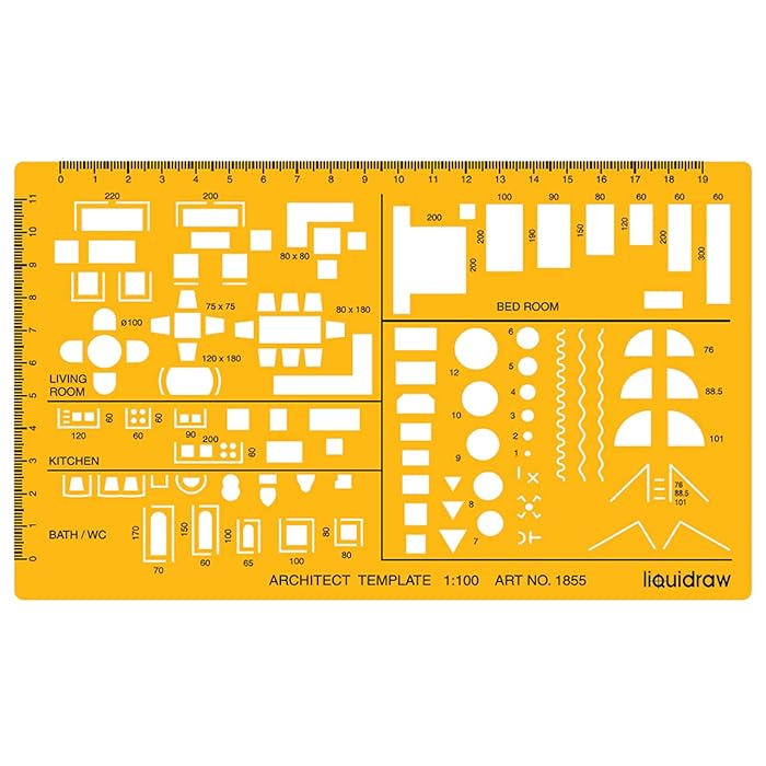 Buy Liquidraw 1:100 Scale Architectural Scale Ruler Drawing Template ...