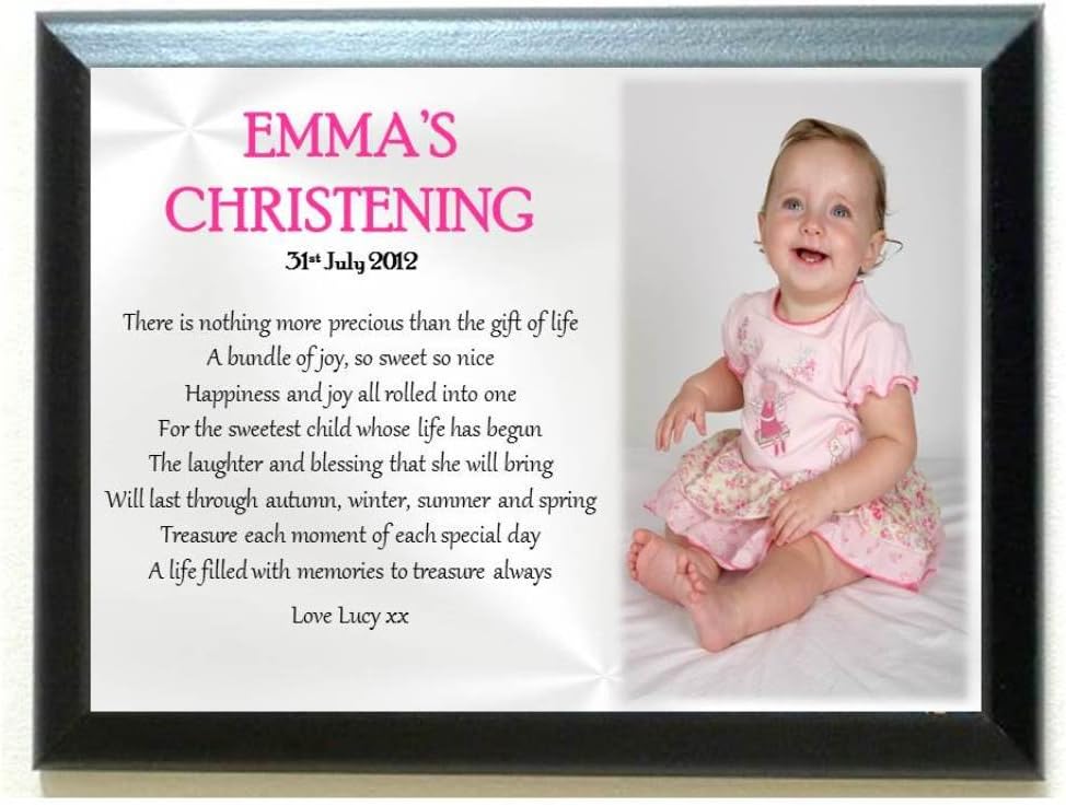 Amazon.com: Personalised Photo Frames. Baby Girl Christening Poem Gift ...