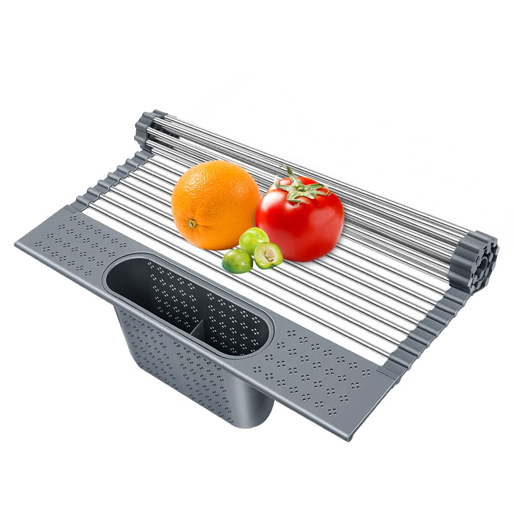 Roll Up Dish Drying Rack, Over the Sink Dish Drying Rack for Kitchen ...