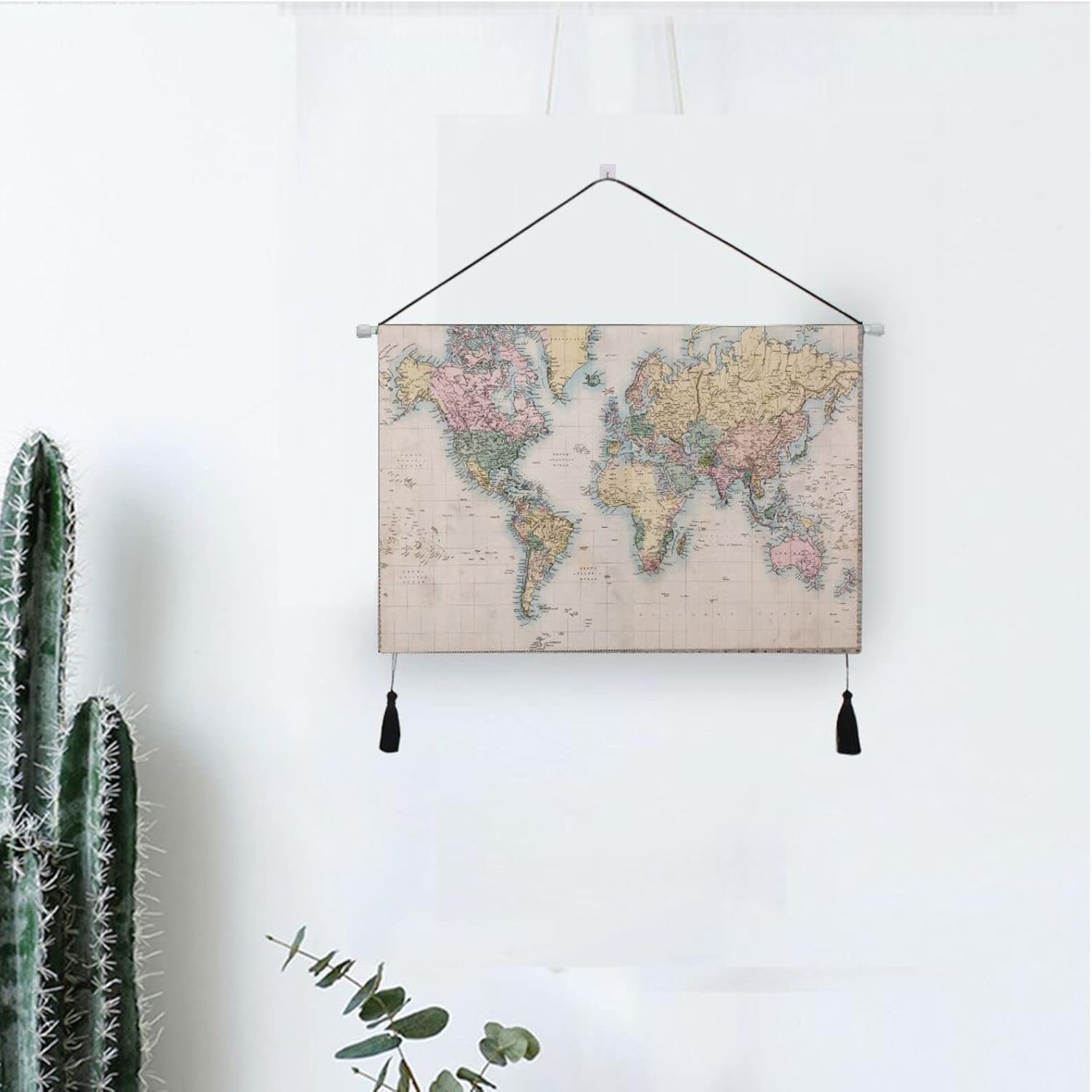 Póster colgante retro de mapa del mundo, póster de mapa, arte de pared ...