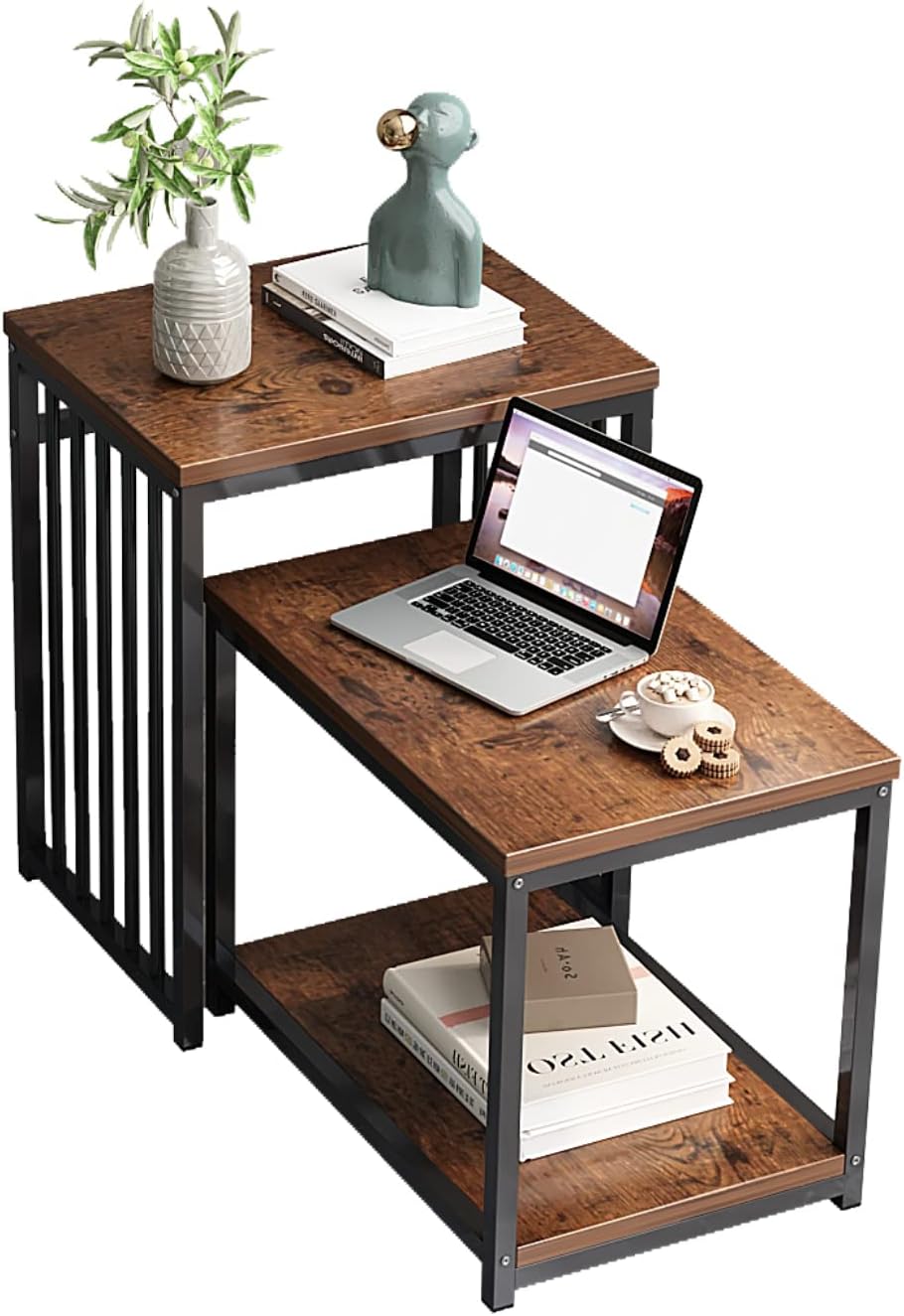 Amazon.com: MIN WIN Nesting End Tables Set of 2, Small Side Table ...
