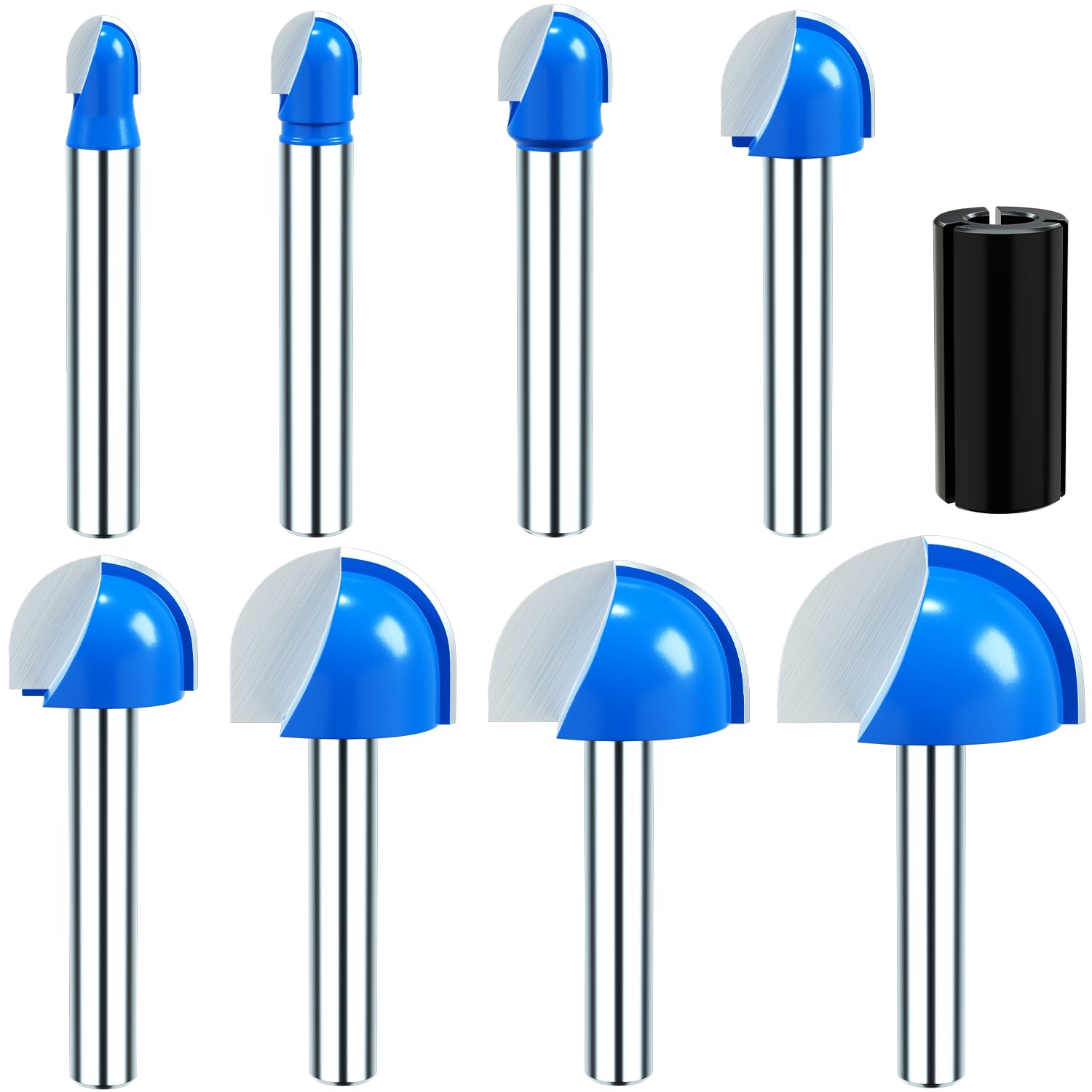 Helovmine 1/4 Inch Shank Round Nose Cove Core Box Router Bit Set Solid ...