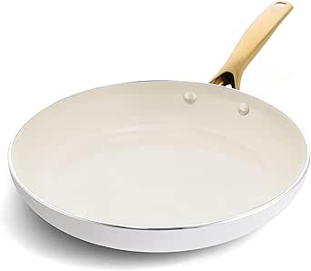 Blue Diamond 12" White Diamond Frying Pan Skillet, Gold-Tone Handle ...