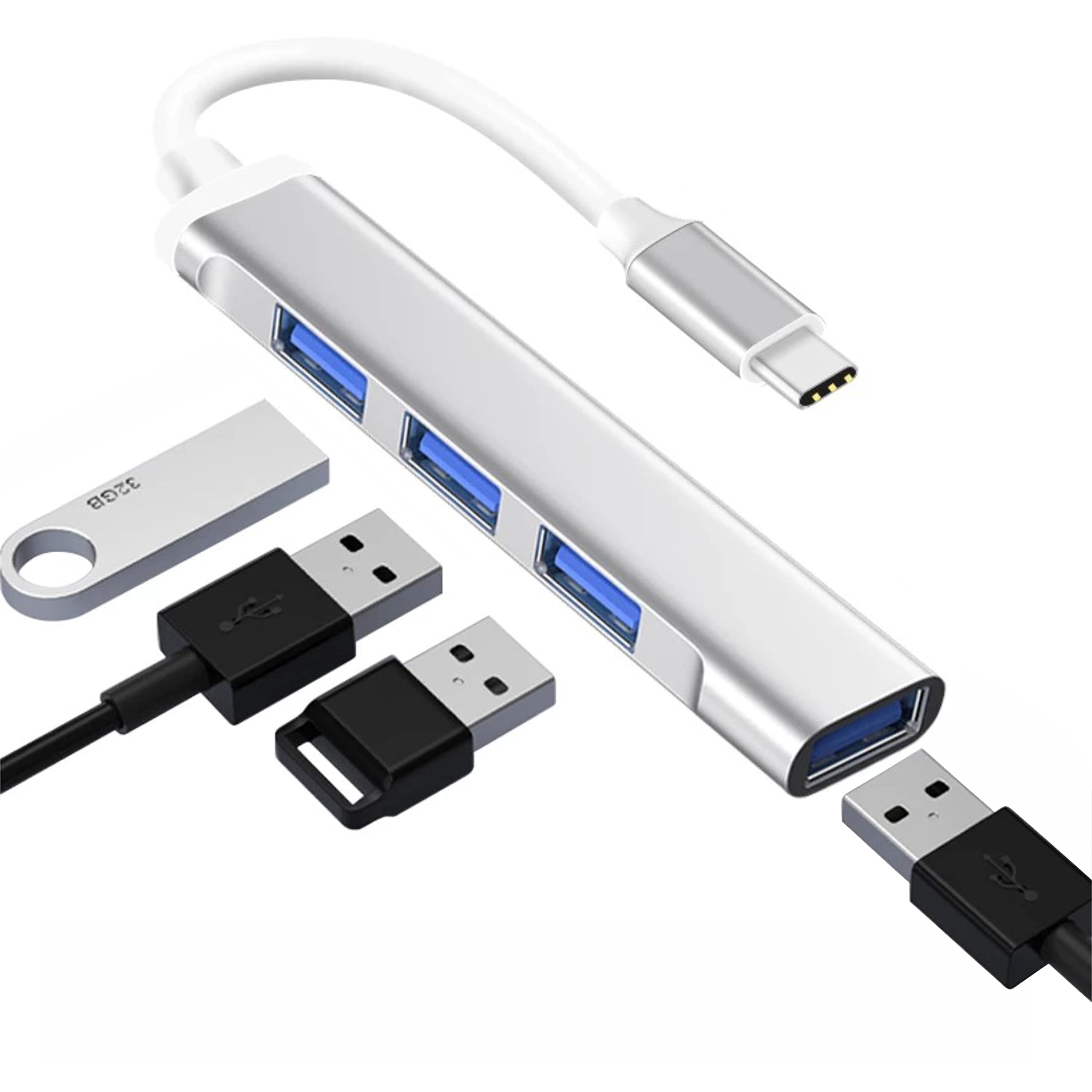 Adaptador Hub Usb Tipo C Type-C 4 Portas 5 Gbps Usb 3.0 Função OTG ...