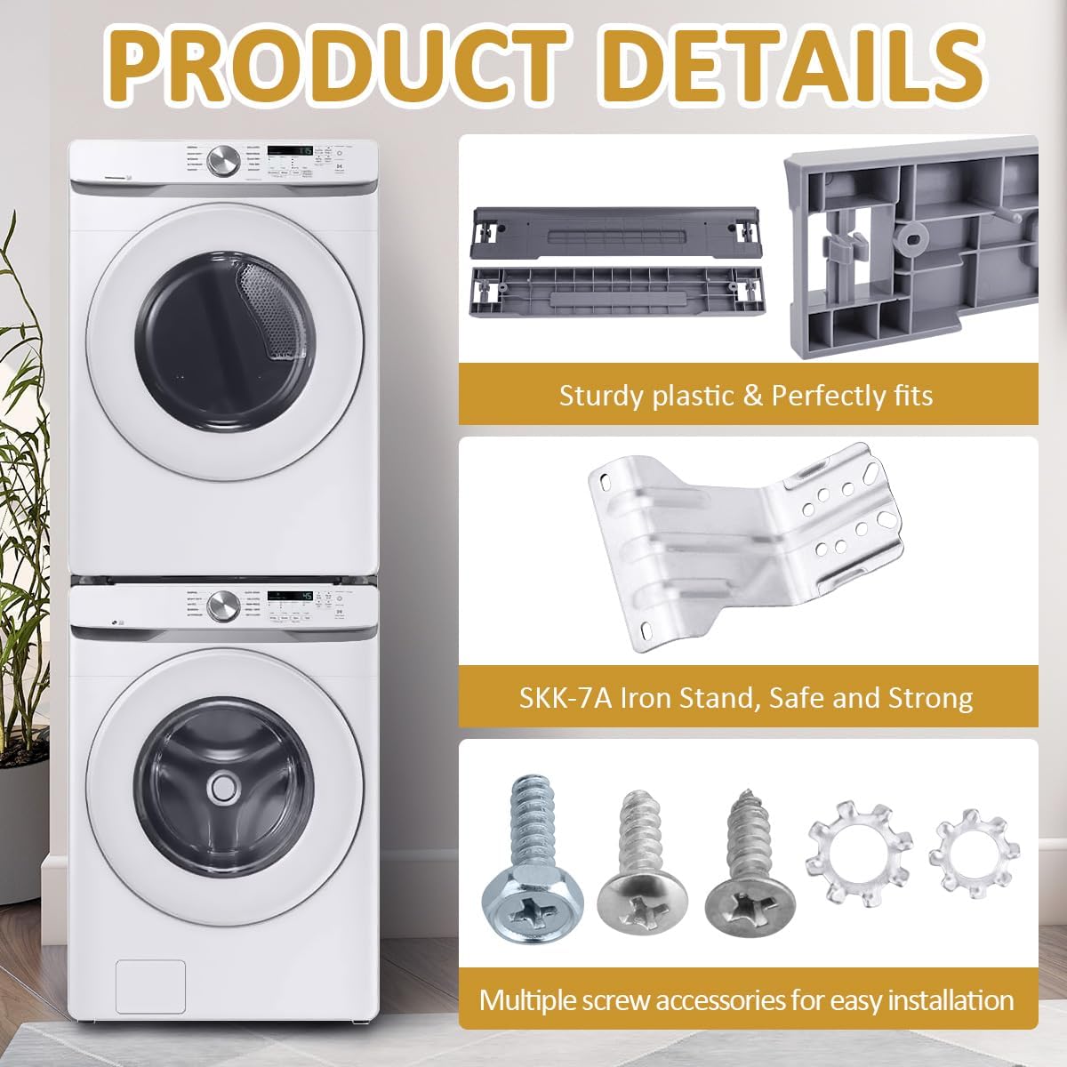 Kit de apilamiento de secadora SKK-7A SKK8K mejorado para lavadoras y ...