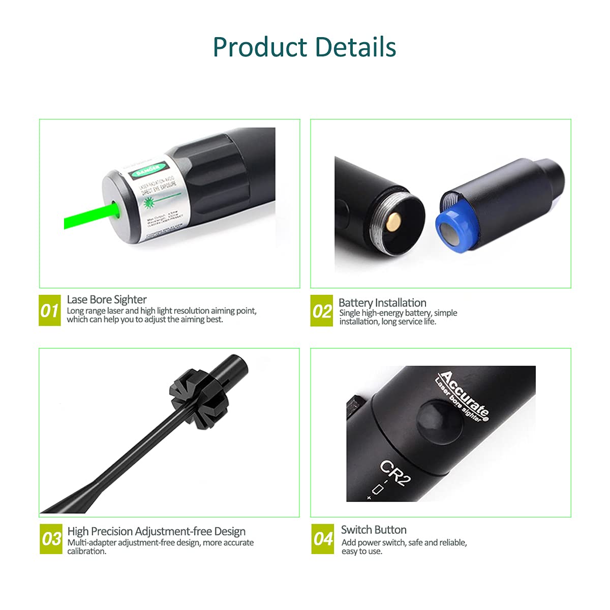 Snapklik.com : Laser Bore Sight Kit Multiple Calibers, Green Dot ...